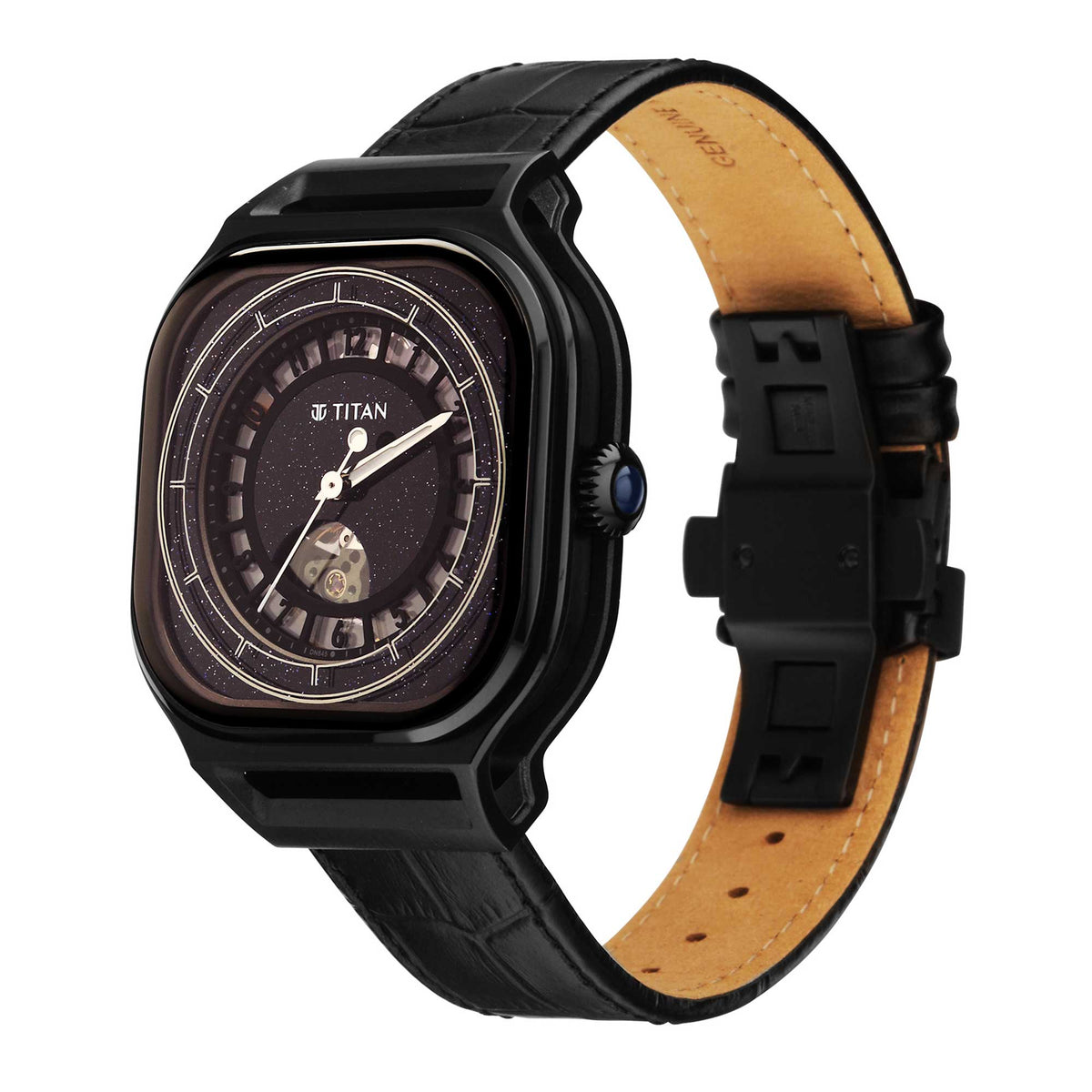 Titan Stellar Automatic Blue Dial Leather Strap Watch for Men – Titan World