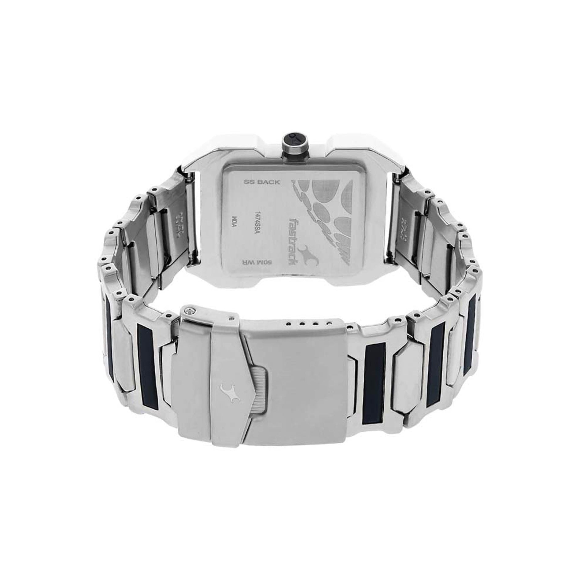 Fastrack Quartz Analog Silver Dial Stainless Steel Strap Watch for Guy ...