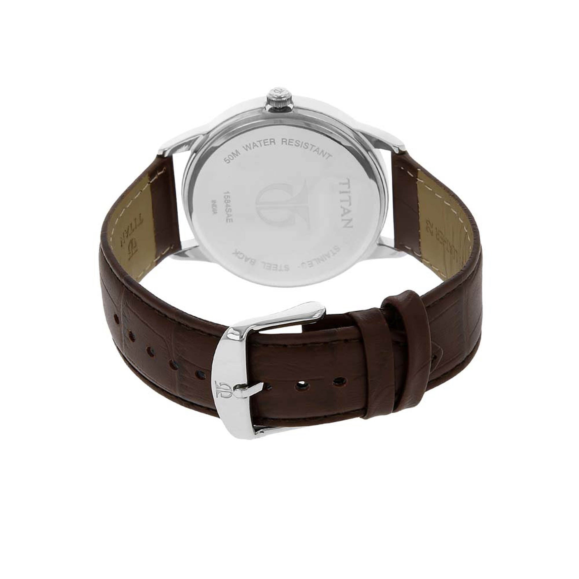 Titan Classique Silver Dial Analog with Date Leather Strap watch for M ...