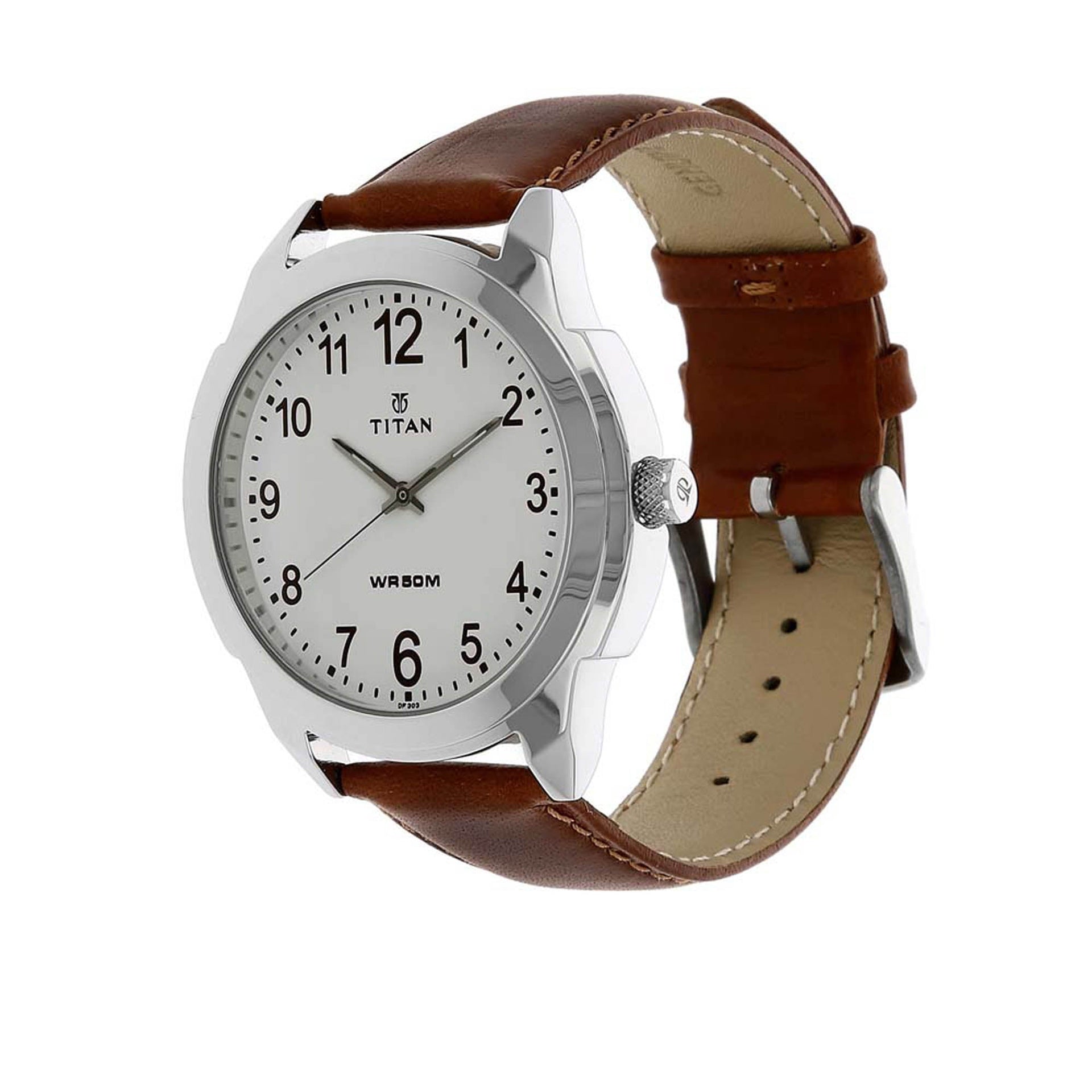 Titan Quartz Analog White Dial Leather Strap Watch for Men – Titan World