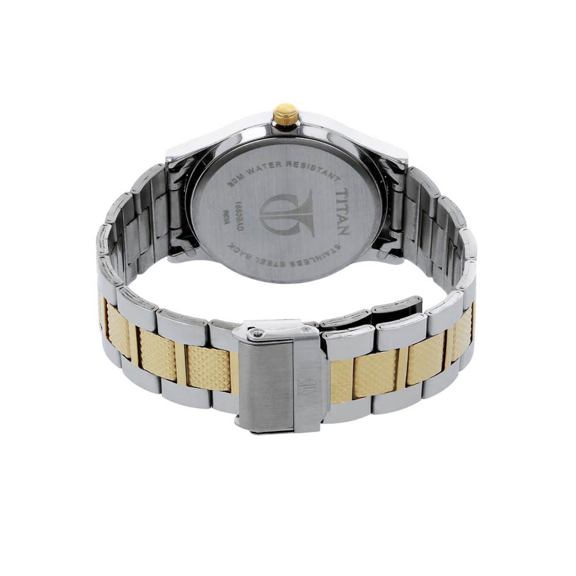 Titan Quartz Analog with Date Silver Dial Stainless Steel Strap Watch ...