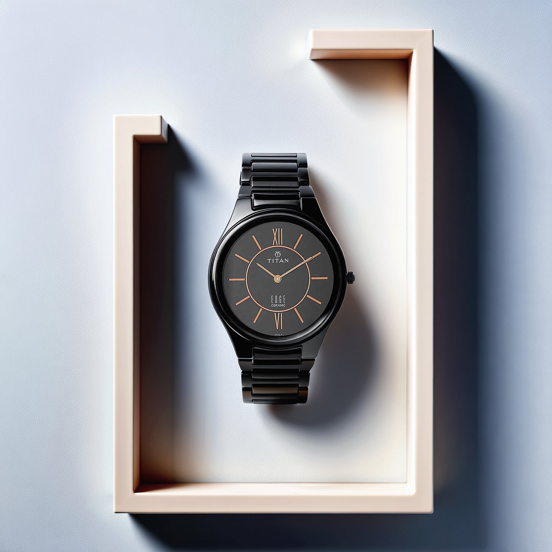Titan Edge Ceramic Black Dial Analog Ceramic Strap watch for Men ...
