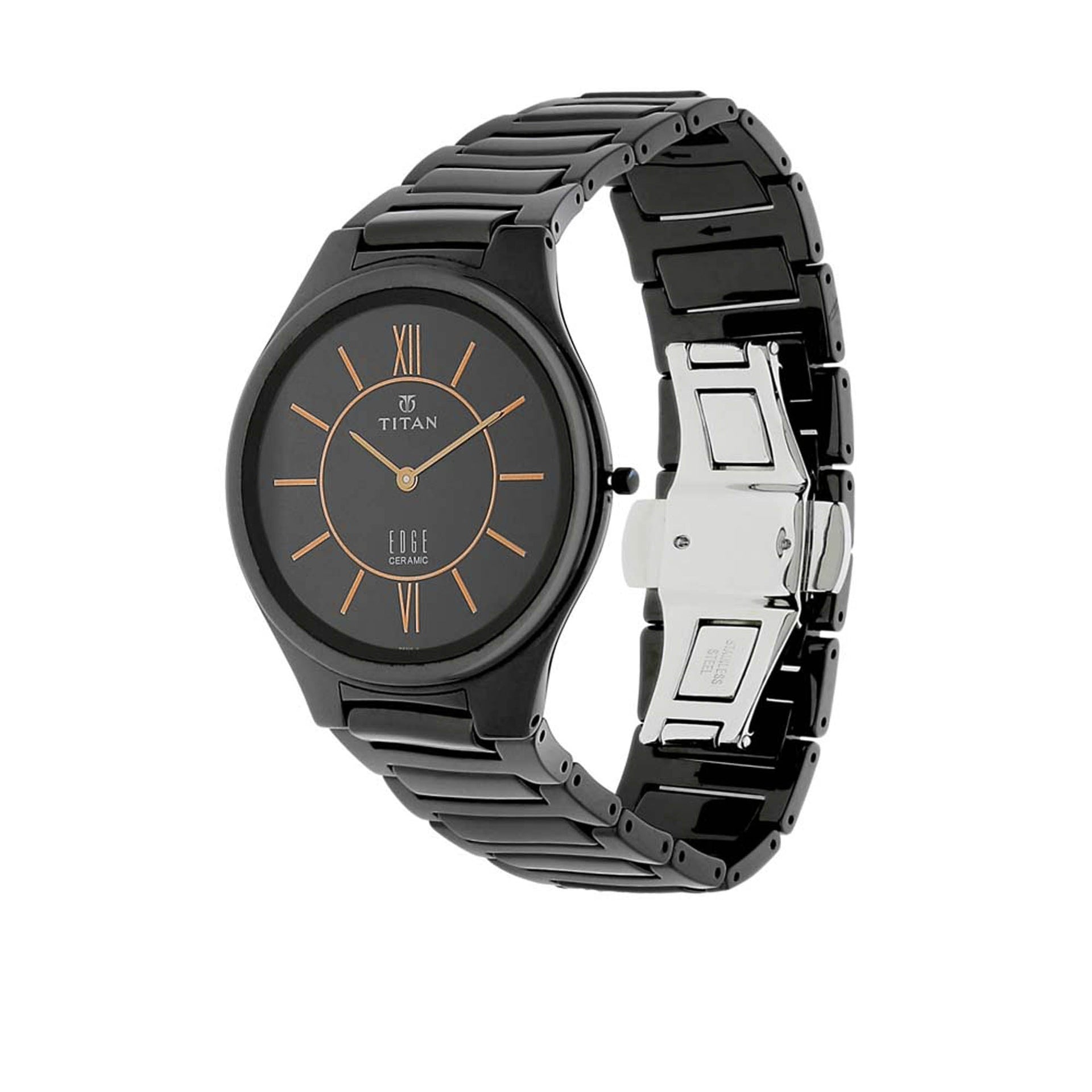 Titan Edge Ceramic Black Dial Analog Ceramic Strap watch for Men ...