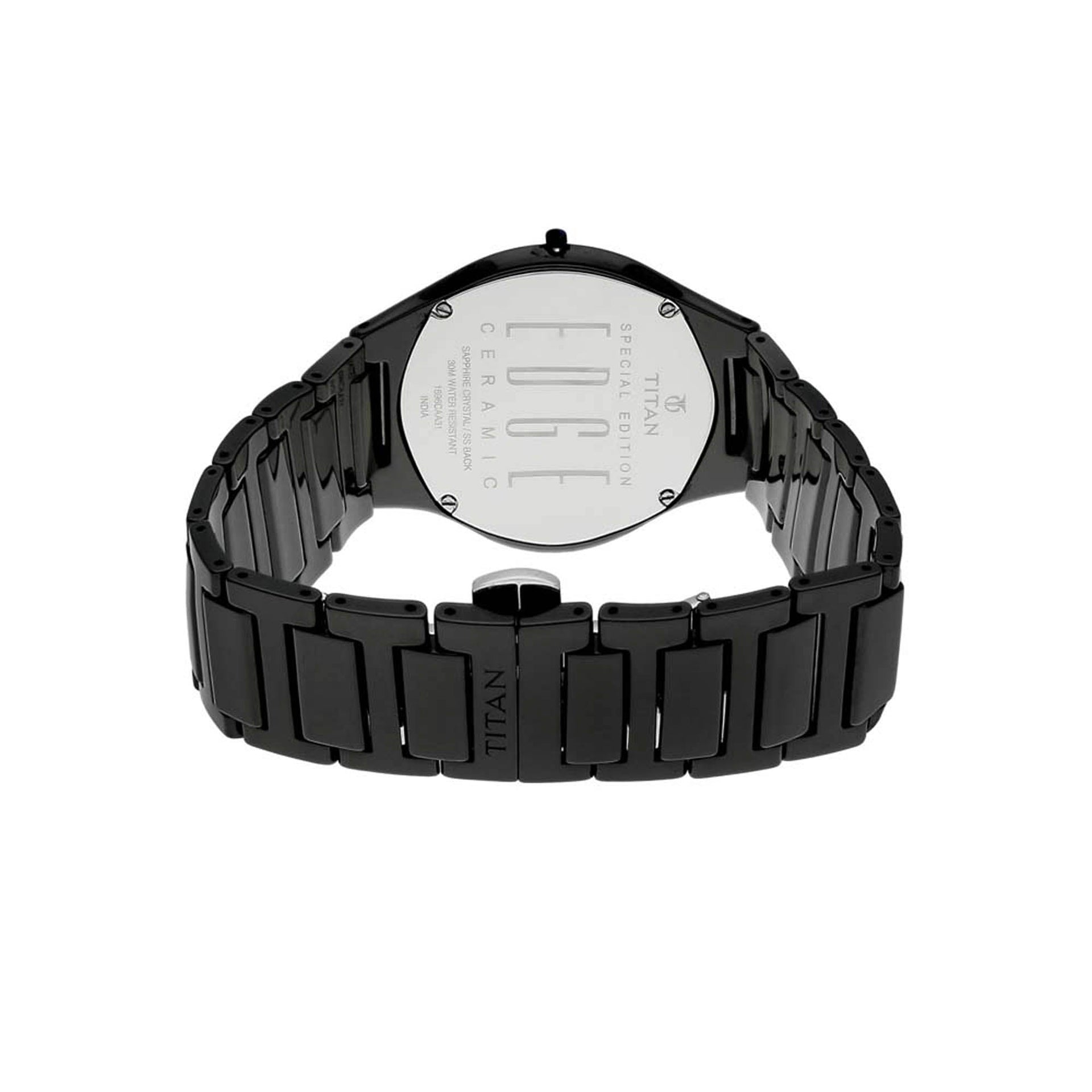 Titan Edge Ceramic Black Dial Analog Ceramic Strap watch for Men ...
