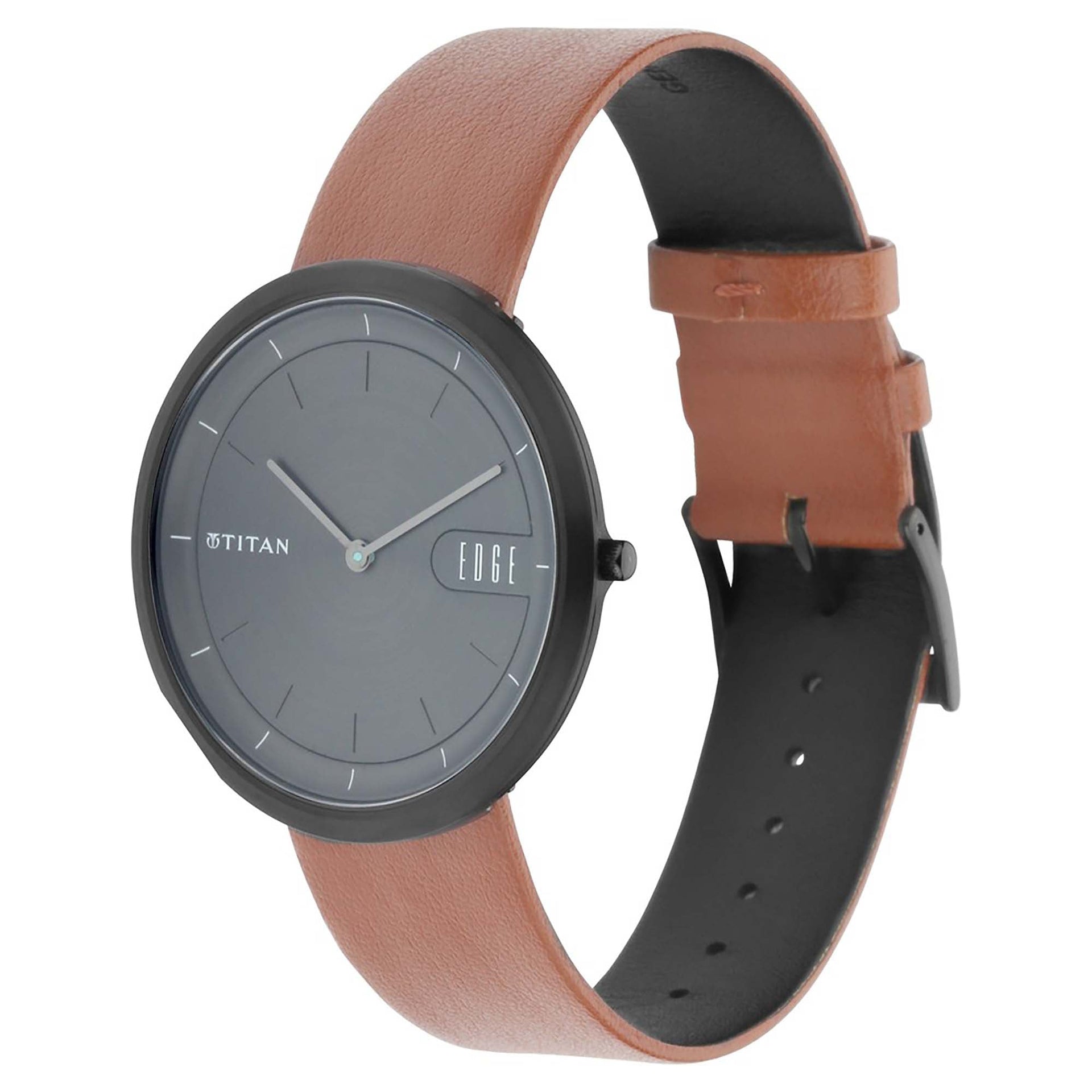 Titan Edge Zen Anthracite Dial Analog Leather Strap watch for Men ...