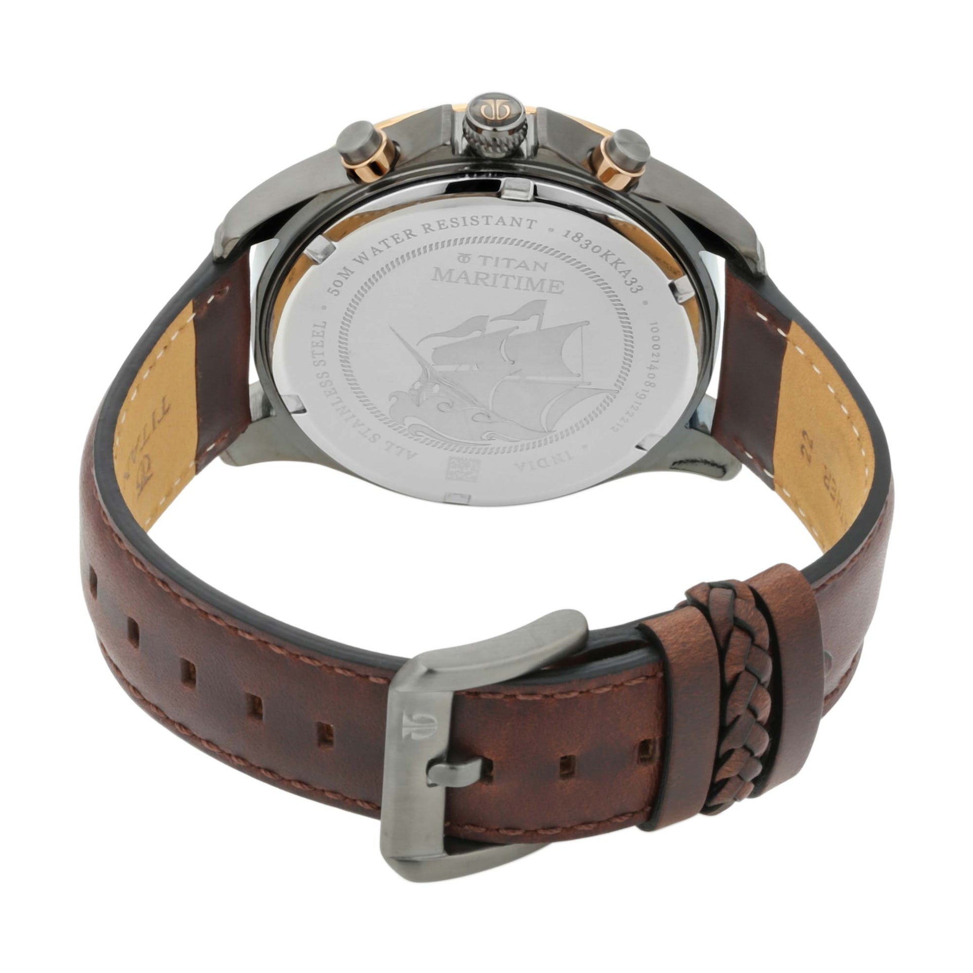 Titan Maritime Green Dial Chronograph Leather Strap watch for Men ...