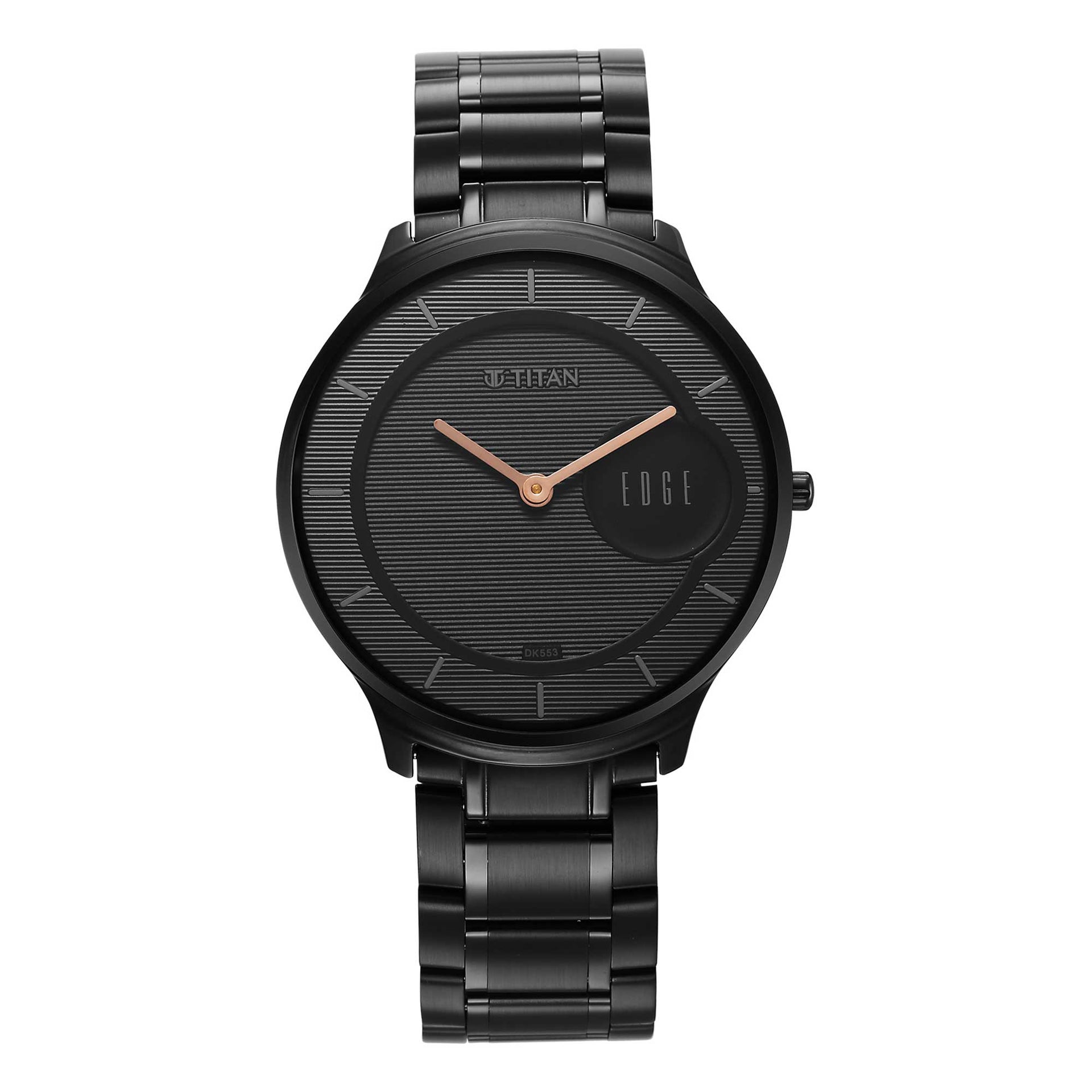 Titan Edge Metal Black Dial Analog Stainless Steel Strap watch for Men ...