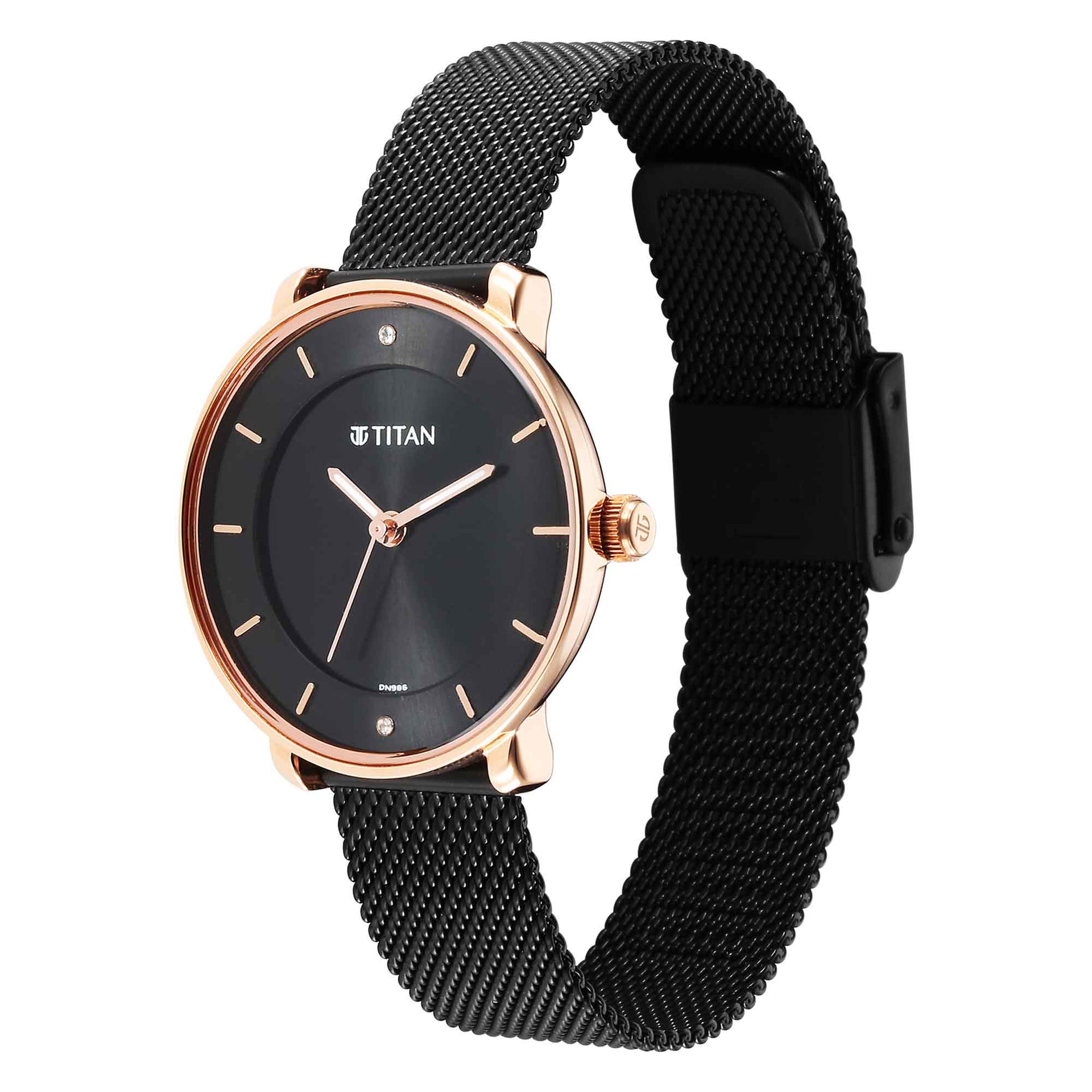 Titan Noir Black Dial Analog Metal Strap Watch for Women – Titan World