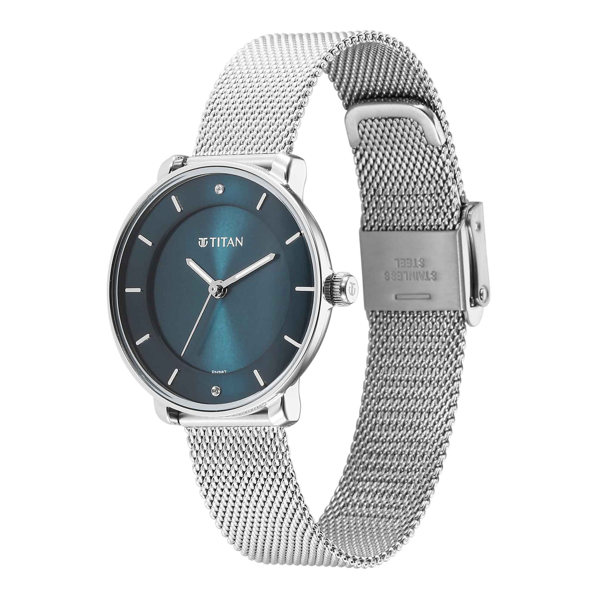 Titan Noir Blue Dial Analog Metal Strap Watch for Women – Titan World