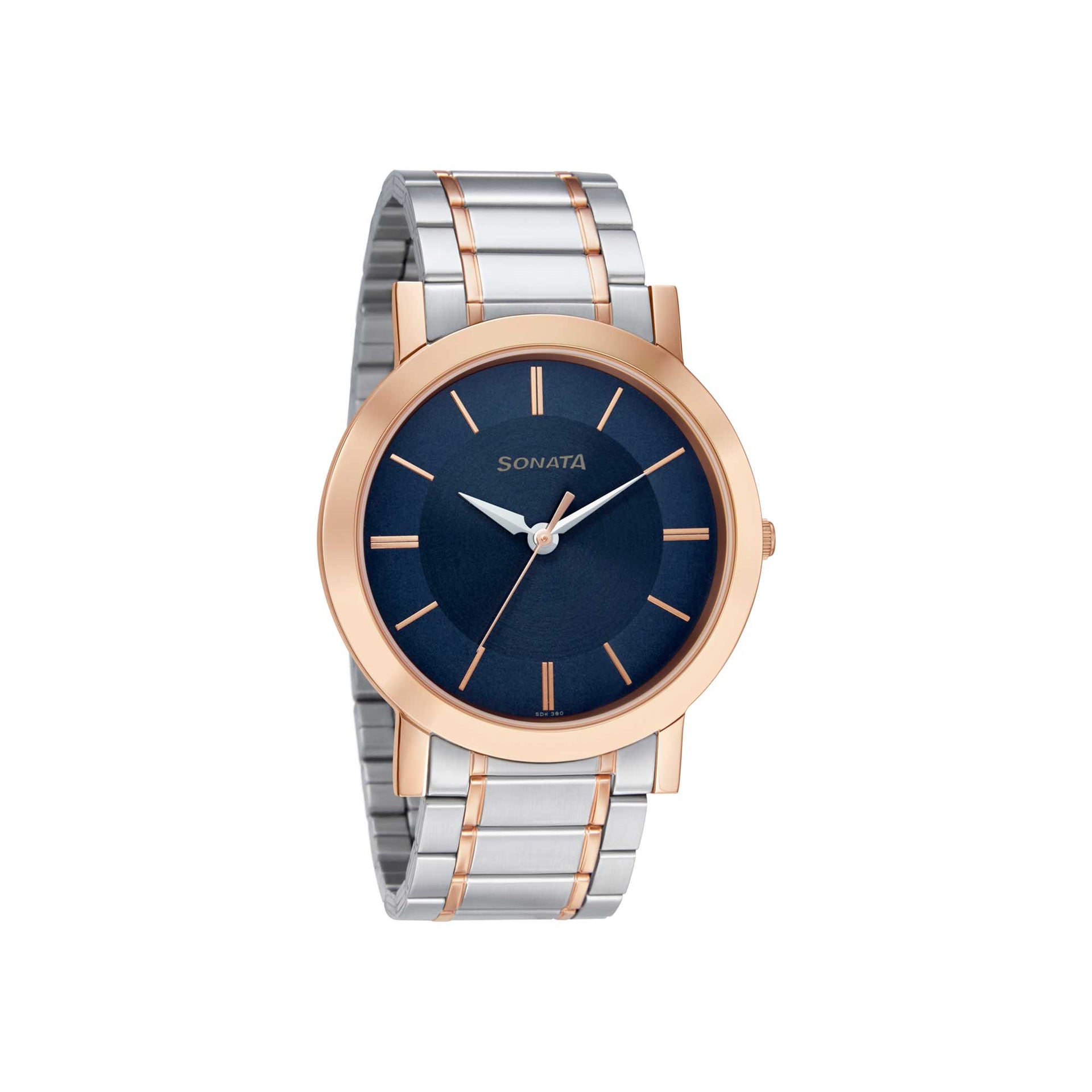 Sonata Quartz Analog Blue Dial Stainless Steel Strap Watch for Men ...