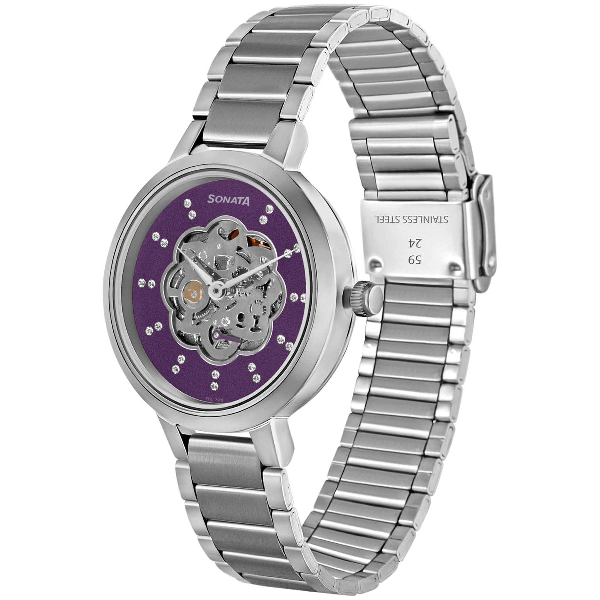 Sonata Unveil Quartz Multifunction Stainless Steel Strap Watch for Wom ...