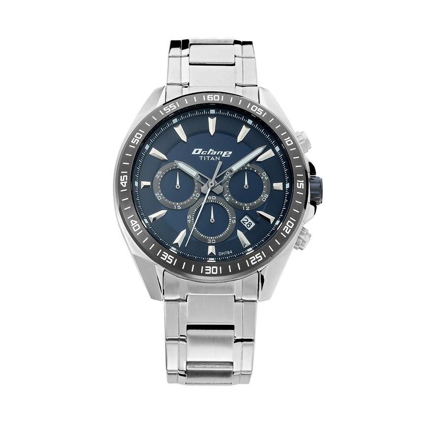 Titan Octane Blue Dial Chronograph Stainless Steel Strap watch for Men ...