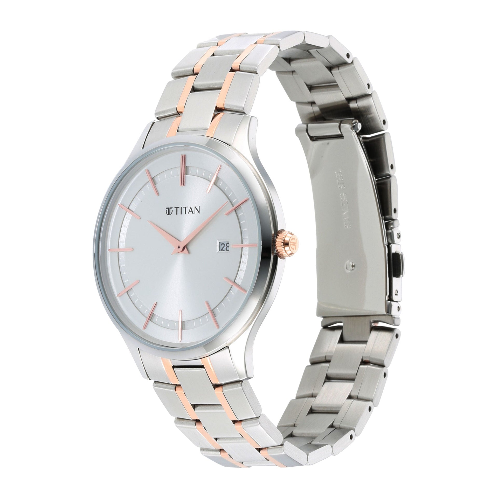 Titan Classique Slimline Silver Dial Analog with Date Stainless Steel ...