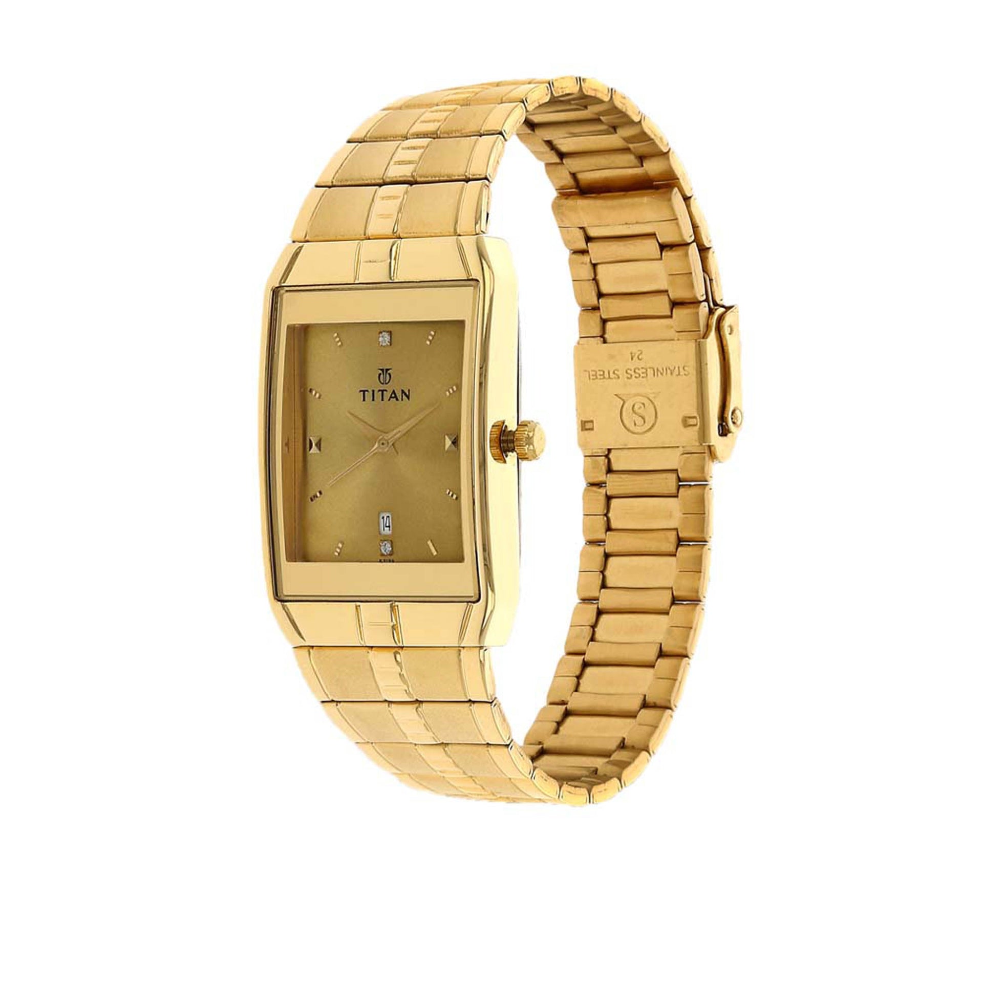 Titan Golden Dial Analog with DateMetal Strap watch for Men – Titan World